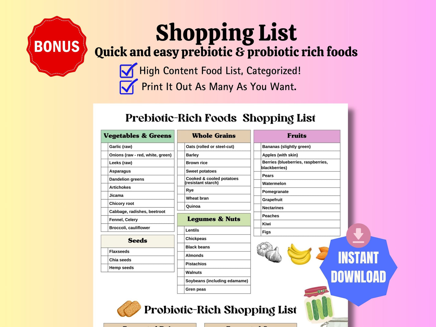 Prebiotic & Probiotic Food Chart for Gut Health – Hey Daisy Day